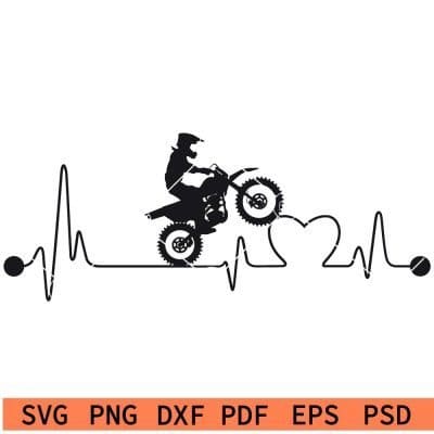 Motocross Heartbeat SVG, Dirt Bike Heart Beat SVG, Biker Heart beat SVG