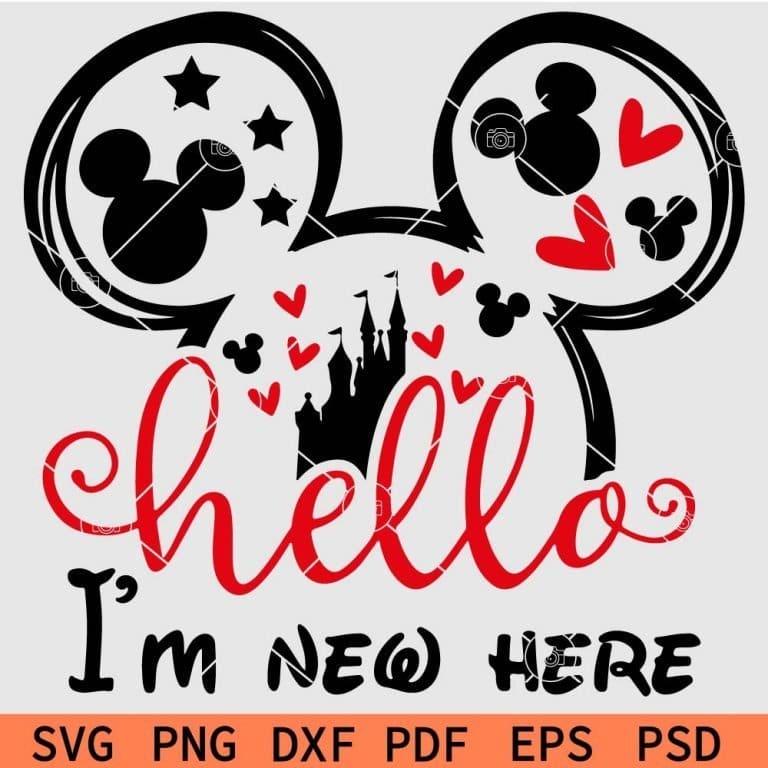Mickey Mouse Hello I'm new here Svg, Disney Newborn baby Svg, Mickey ...