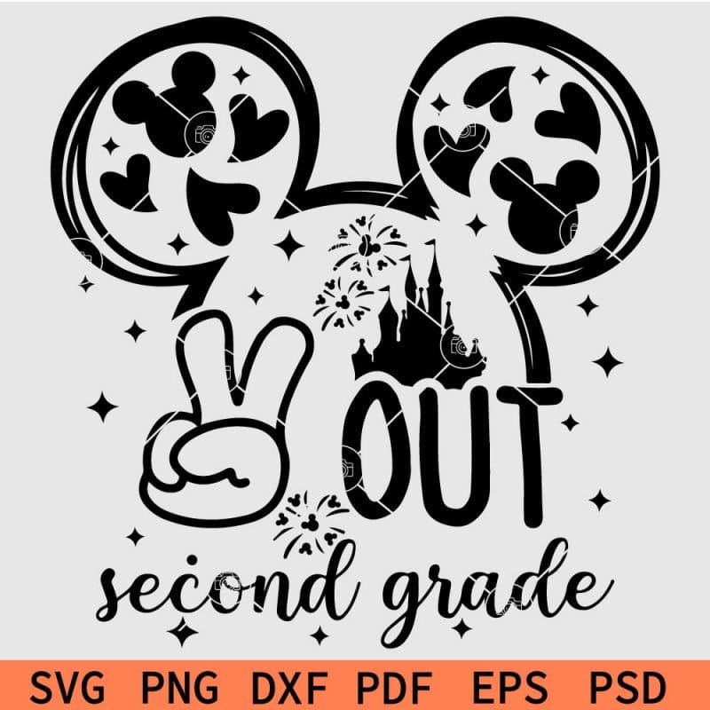 Mickey Mouse Peace Out Second Grade Svg, Mickey Graduation SVG