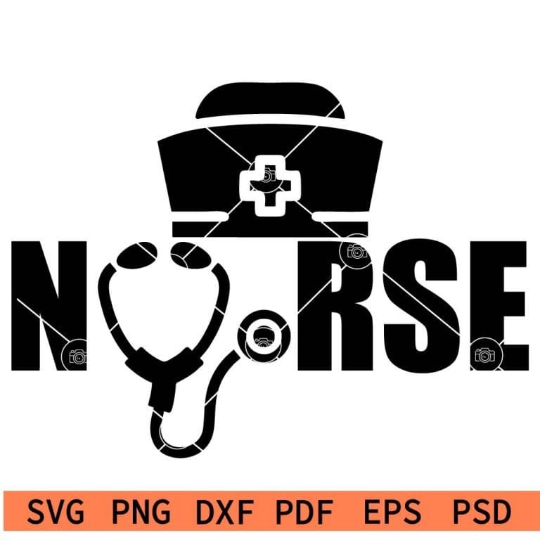 Nurse Hat Line art SVG, Nursing hat with cross svg, Nurse hat Sketch SVG