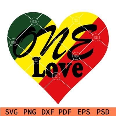 One Love Heart symbol SVG, Rastafari colors Heart Symbol SVG