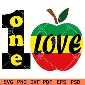 One Love SVG, Rastafari colors SVG, Rastafari Apple SVG