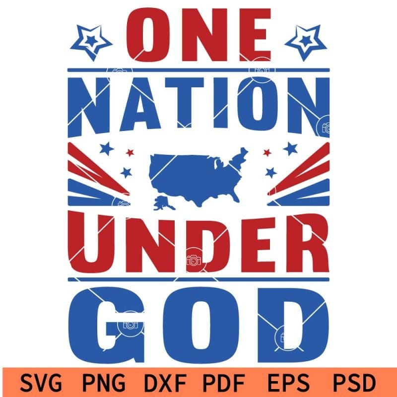 One Nation Under God svg, US Map SVG, 4th of July celebrations SVG