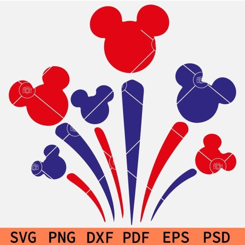 Patriotic Disney works SVG, 4th of July Mickey Head Fireworks SVG, July ...
