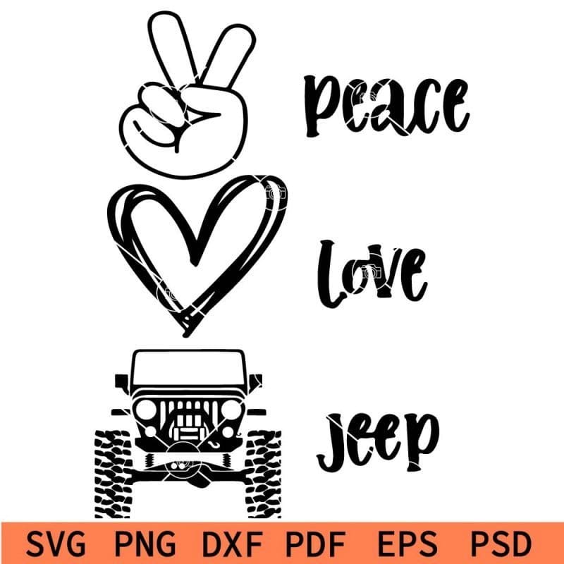 Peace Love Jeep SVG, Peace Love Monster Jeep SVG, Love Peace Jeep SVG
