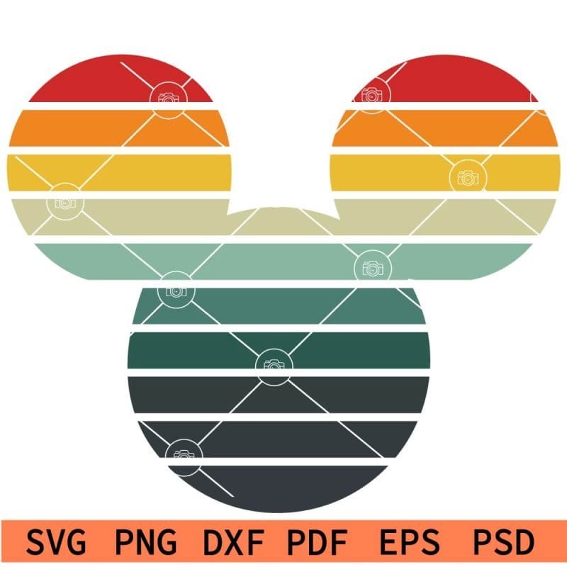 Retro Mickey Mouse Head SVG, Retro Disney SVG, Mickey head Retro Circle SVG