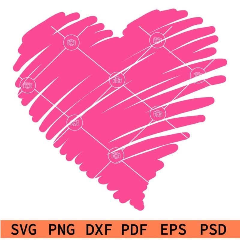 Scribble My Heart SVG, Distressed Heart Symbol SVG, Grunge Heart Symbol SVG