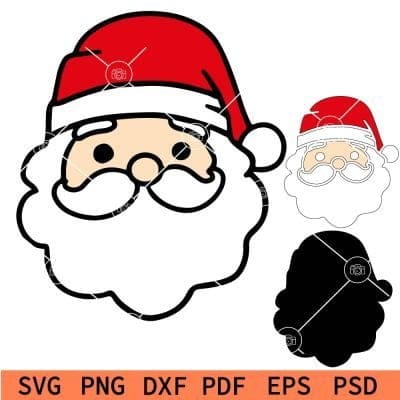 Santa head with hat SVG, Santa Face SVG, Santa Christmas SVG, Merry ...