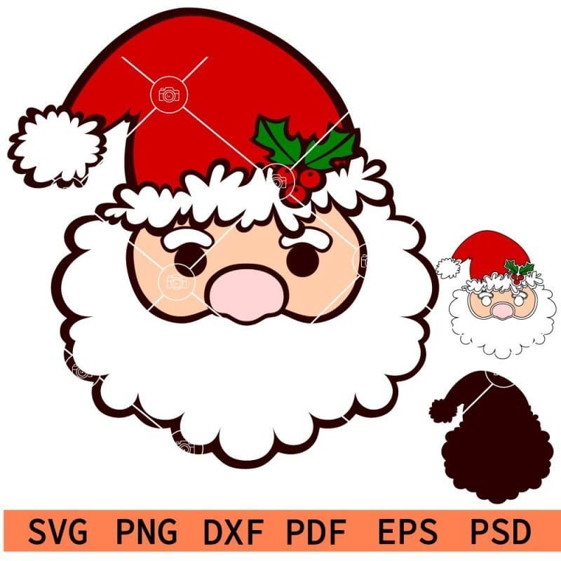 Santa cartoon layered SVG, Baby santa with mistletoe fruit SVG, Baby ...