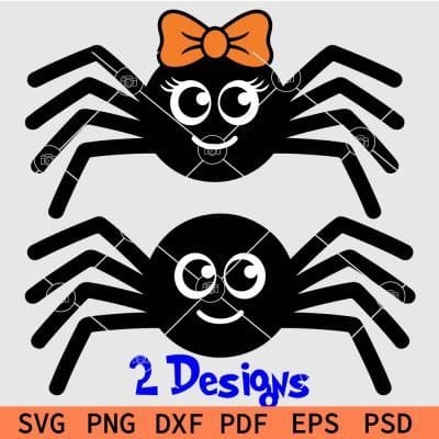 Girl and Boy Spider Bundle SVG, Spider with Bow SVG, Cute Spider Bundle ...
