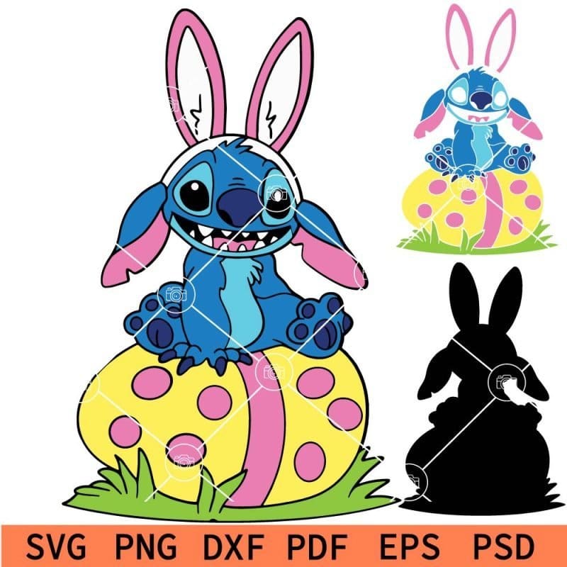Easter Stitch SVG, Stitch Easter egg svg, Bunny stitch layered SVG