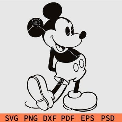 Mickey Mouse Outline SVG, Mickey Sketch Vector SVG, Disney Sketch SVG