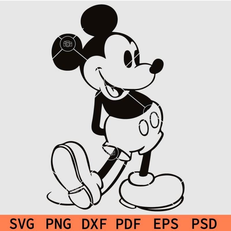 Mickey Mouse Outline SVG, Mickey Sketch Vector SVG, Disney Sketch SVG