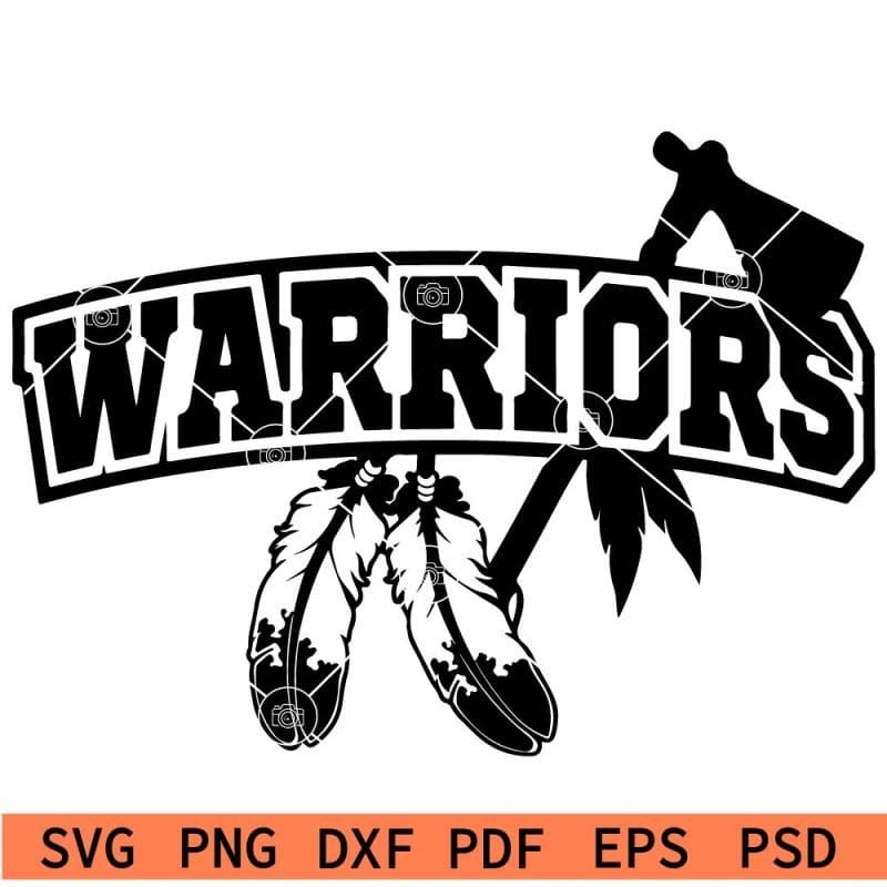 Warriors Axe and Feathers Logo SVG, Warriors football SVG, American ...