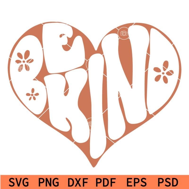 Be kind heart symbol svg, Kindness SVG, Floral Be Kind Heart Symbol SVG