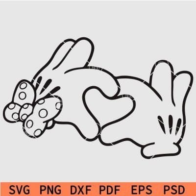 Valentine Disney Hands Outline SVG, Disney Hands Valentine Line Art SVG ...
