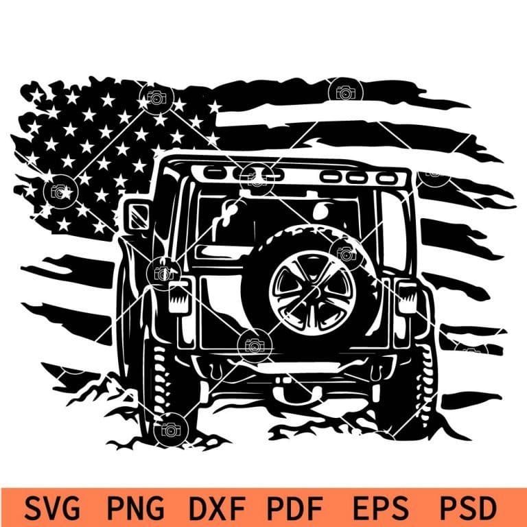 Distressed Jeep Flag SVG, Grunge Jeep Flag SVG, Patriotic Jeep SVG