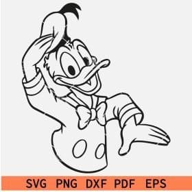 Girl Donald Duck with Bow SVG, Donald duck Line Art svg, Outline Donald ...