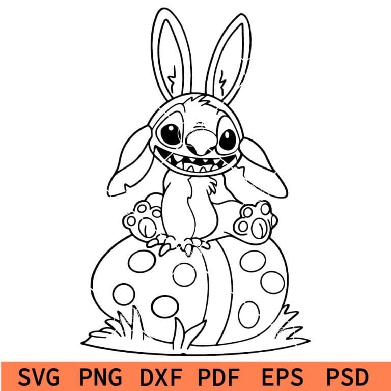 Stitch Easter sitting on egg SVG, Stitch with bunny ears SVG, Bunny ...