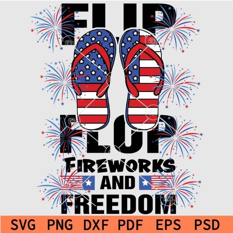 4th of July flip flops SVG, Flip flop fireworks and freedom svg ...