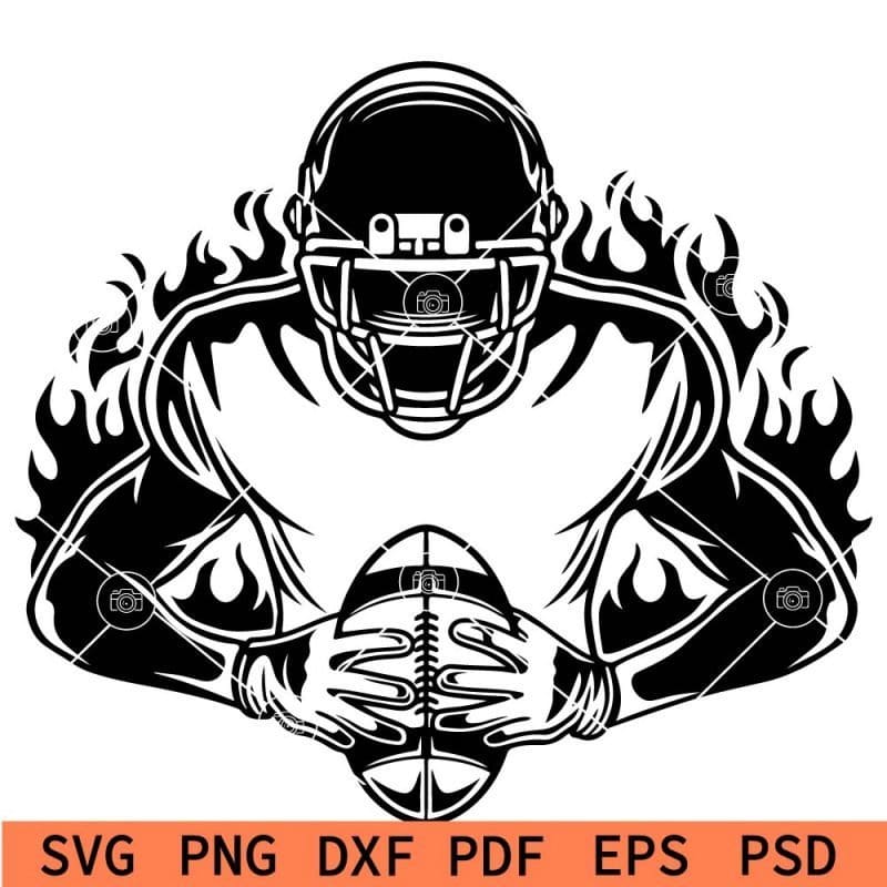 Football Flames SVG, Football player Name Frame SVG, American Football ...