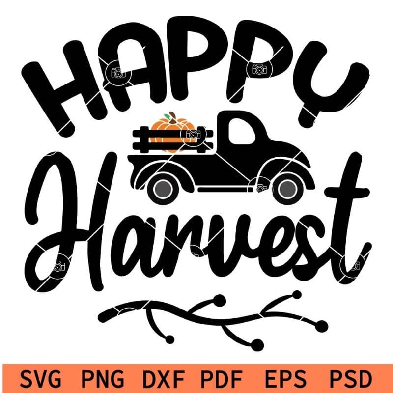 Happy Harvest SVG, Truck carrying pumpkin SVG, Harvest Season SVG