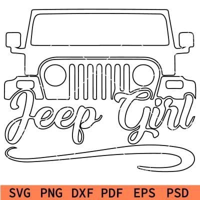 Jeep Girl outline SVG, Jeep Life Girl SVG, Jeep Girl SVG