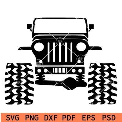 Jeep monster front svg, Monster Jeep Face SVG, Monster Jeep Grill SVG