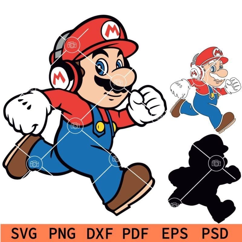 Super Mario Running svg, Layered Super Mario SVG