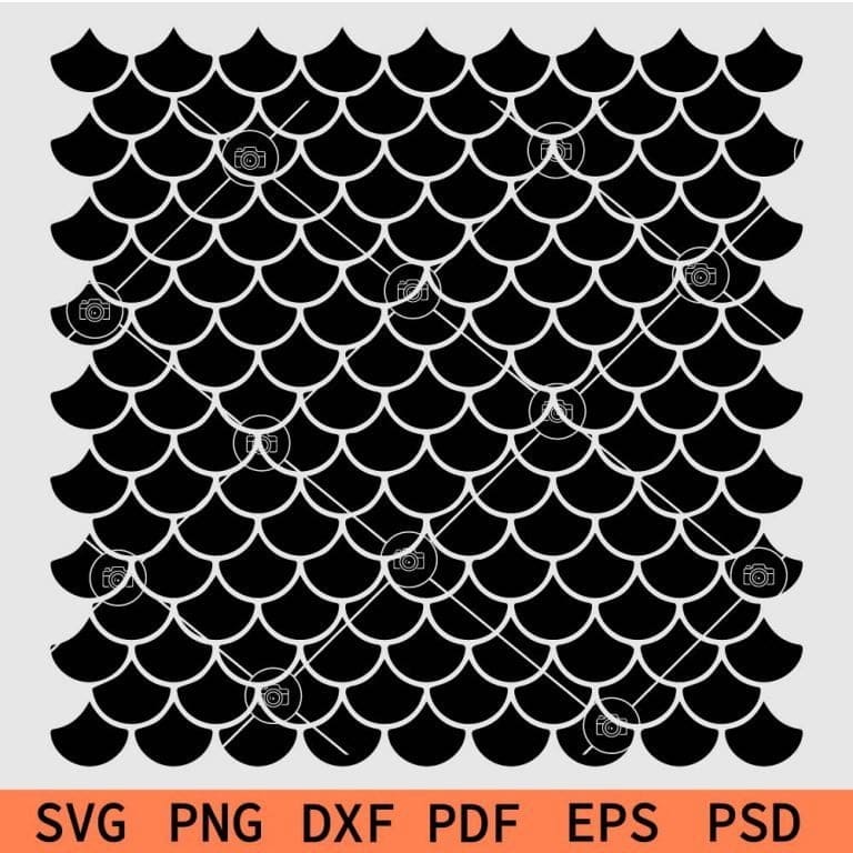Mermaid Pattern Block SVG, Mermaid Checkered SVG Black, Black Mermaid ...