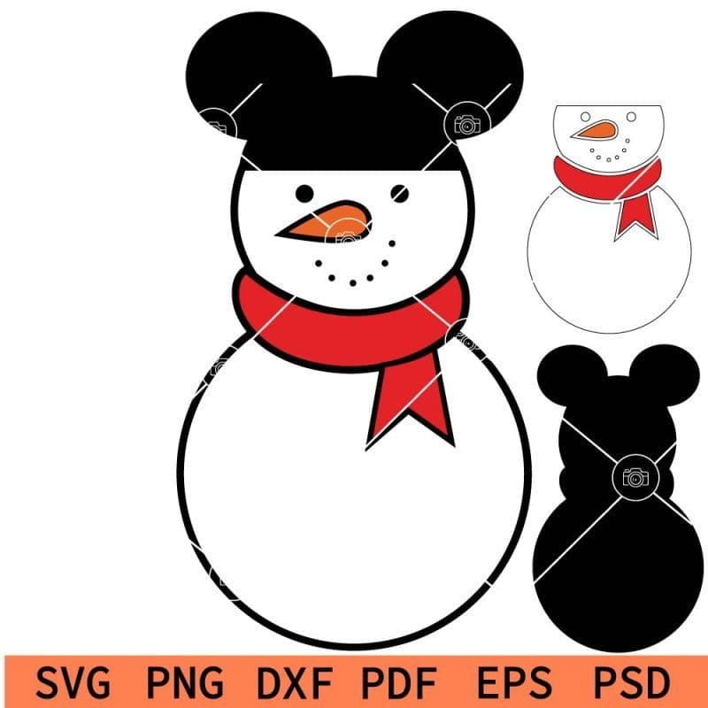 Mickey snowman layered svg, Disney Snowman SVG, Layered Disney Snowan ...