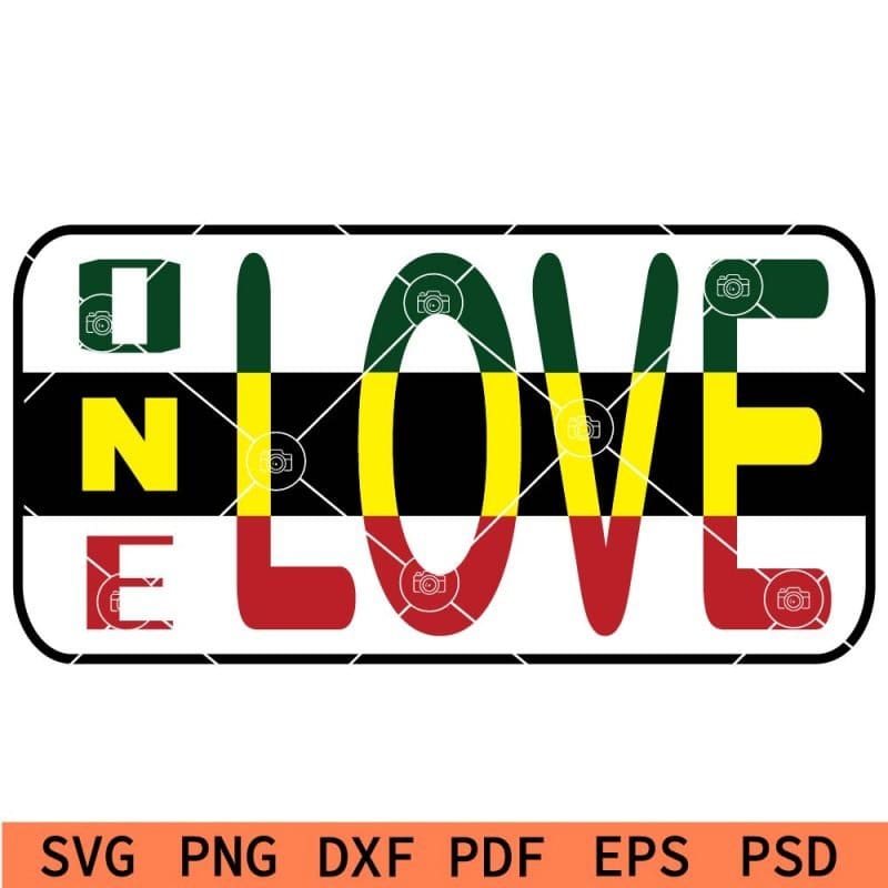 One Love SVG, Rastafari colors SVG, Reggae lovers svg