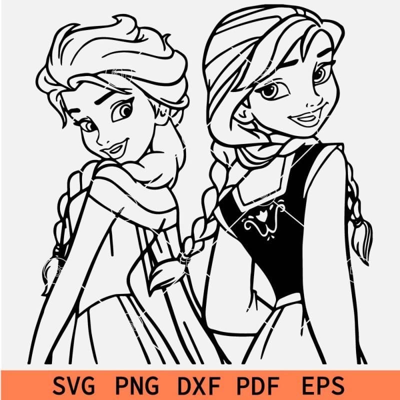 Elsa and Anna SVG, Frozen SVG, Disney Princess SVG