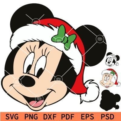 Minnie With Santa Hat Retro Text SVG, Stacked Christmas Minnie SVG ...
