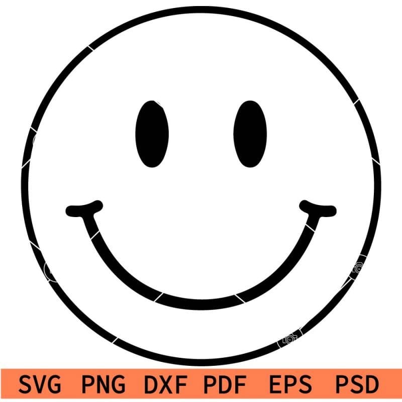 Smile Outline svg, Smiley Face SVG, Happy Face Line art SVG