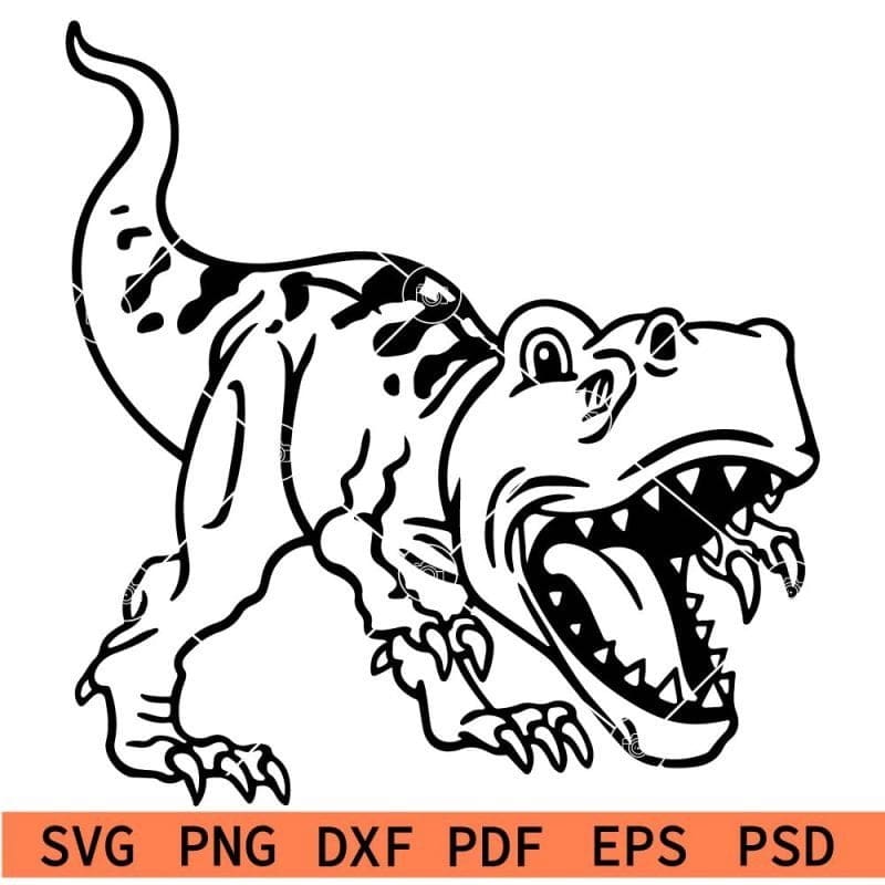 Aggressive trex outline svg, Roaring Trex line art SVG, Dinor Scratches ...