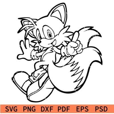 Tails Sonic SVG, sonic Outline svg, Sonic the hedgehog SVG