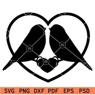 Birds and heart symbol SVG, valentine birds svg, birds lover svg