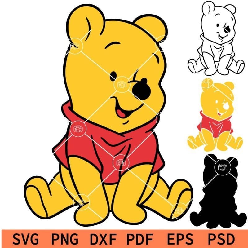 Winnie the pooh Layered svg, Layered Winnie the Pooh Sitting SVG