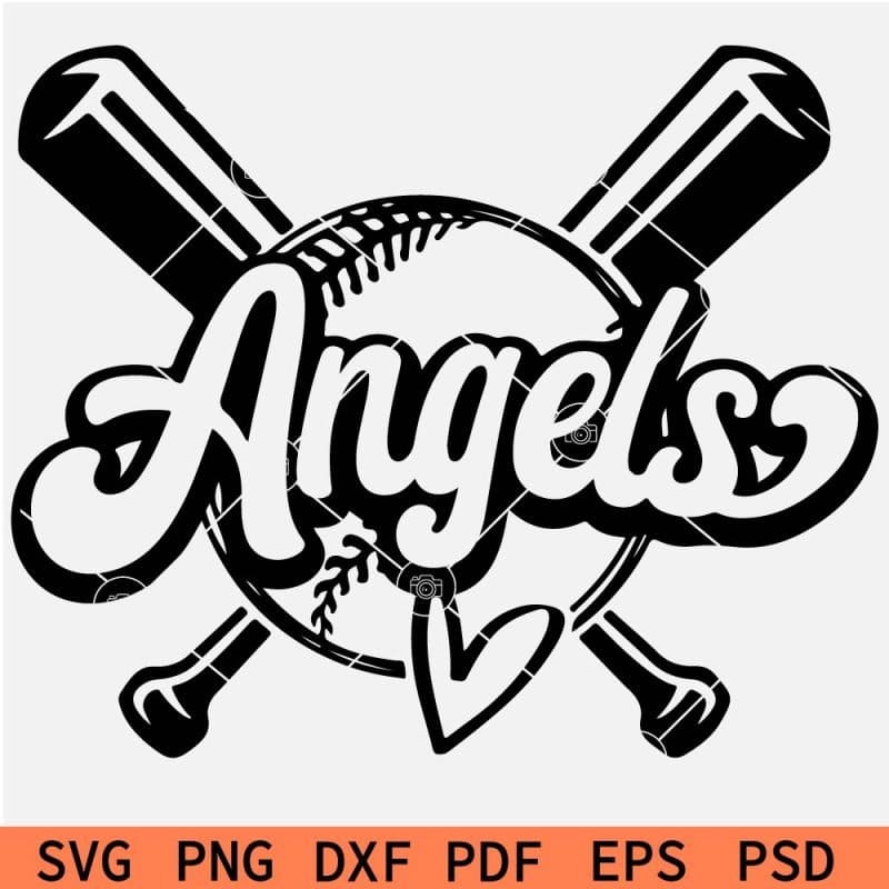 Angels baseball ball and Hit Sticks SVG, Angels Baseball sticks and ...