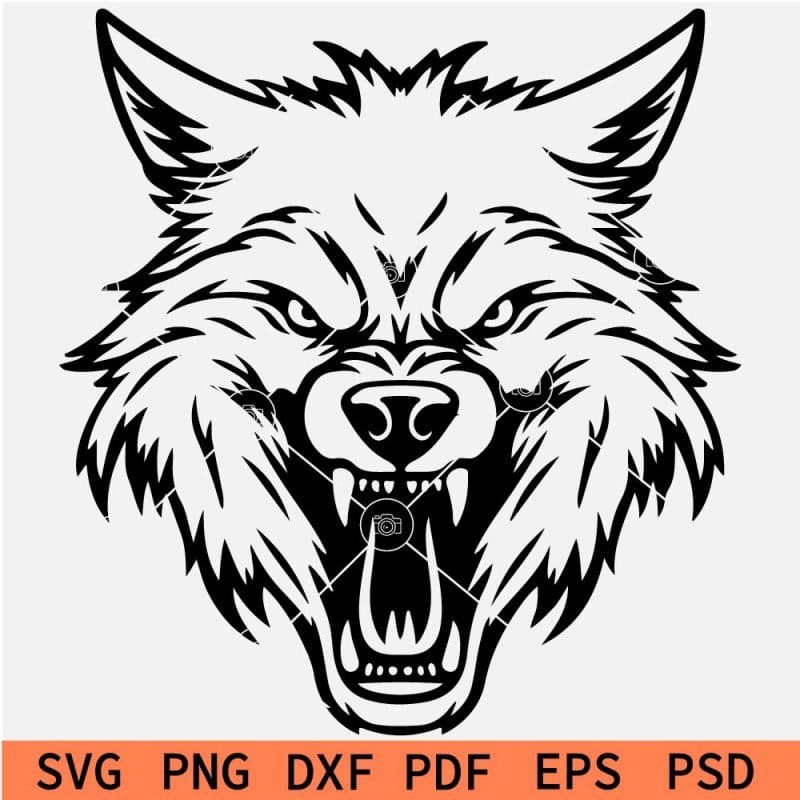Aggressive Wolf Head SVG, Angry Wolf Head SVG, Wild Dog SVG