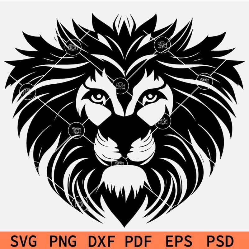 Lion Head Stencil SVG, Simba Head SVG, King Lion Head SVG