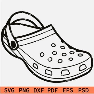 Croc Shoe Outline SVG, Croc Shoe Vector SVG, Crock Sketch SVG
