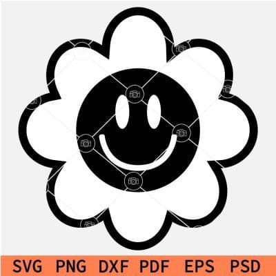 Daisy Smiley Face SVG, Flower Smiley Face SVG