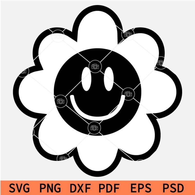 Daisy Smiley Face SVG, Flower Smiley Face SVG