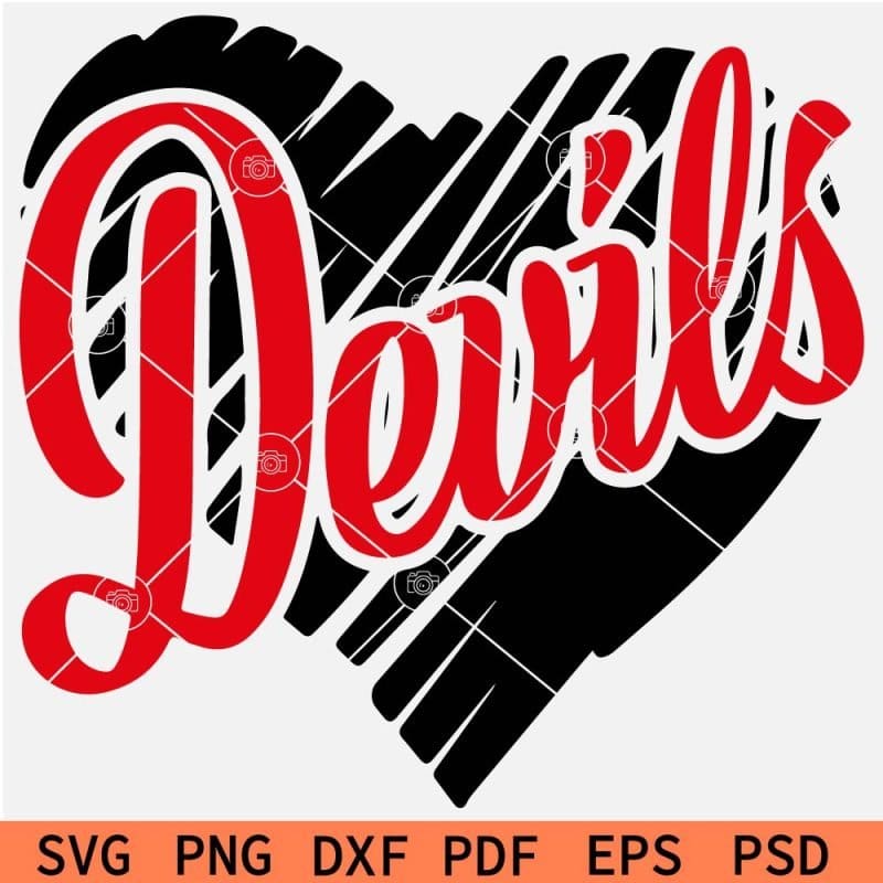 Devils Scribble Heart Symbol SVG, Devils Sports Team Love Symbol SVG