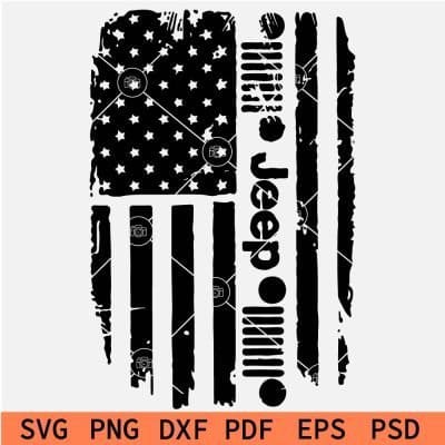Distressed Jeep Flag SVG, Grunge Jeep Flag SVG, 4th of july Jeep SVG
