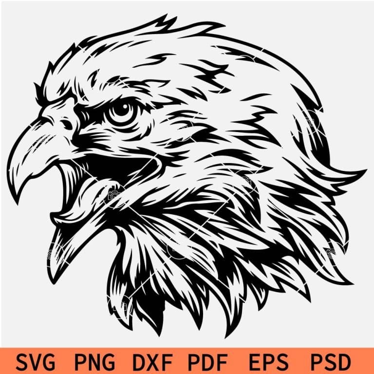 Screaming Eagle Head SVG, Eagle Sketch SVG, American Bird SVG
