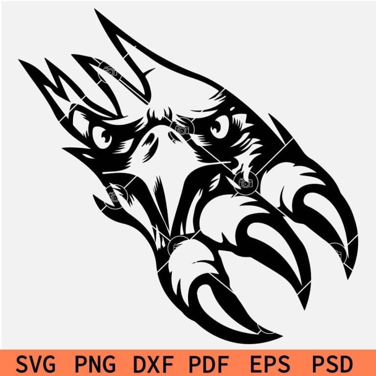 Eagle Face Inside Eagle Claw svg, Eagle Claw Face SVG, Eagle scratch SVG
