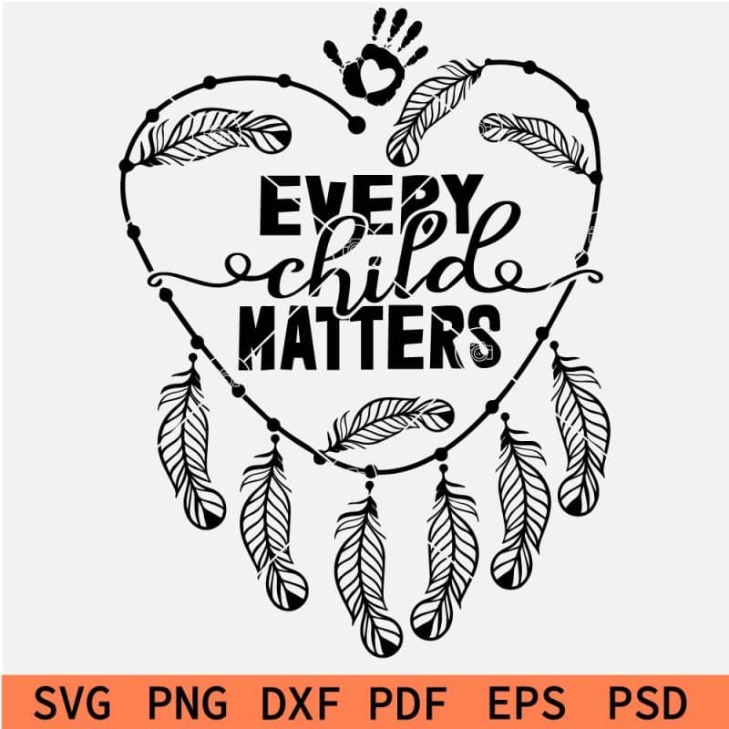 Every Child Matters Heart Symbol Feathers SVG, Child Welfare Day ...